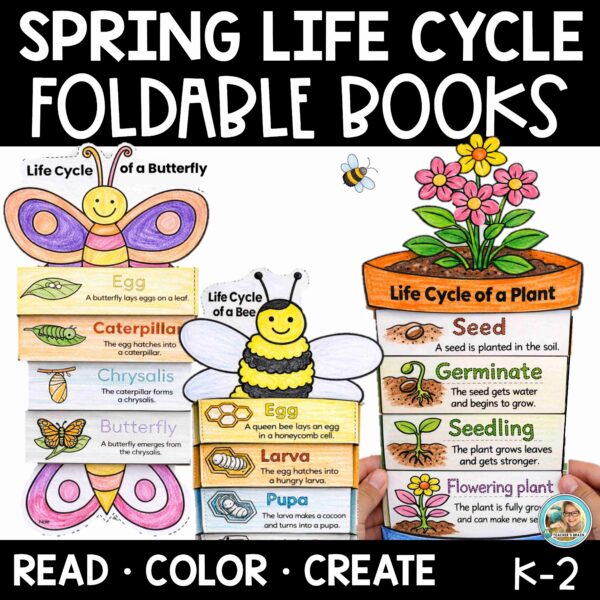 Spring Life Cycle Foldable Books | Plant, Bee, Butterfly | K-2 Science ...
