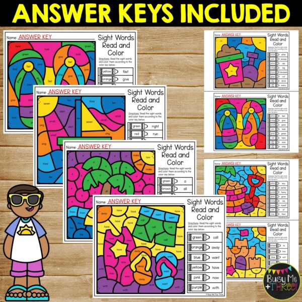 Summer Color by Code Sight Words No Prep Activities - Teaching Ideas ...