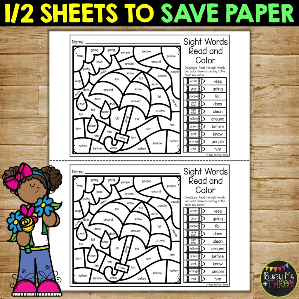 Spring Color by Code Sight Words Worksheets K-2 - Teaching Ideas Made Easy