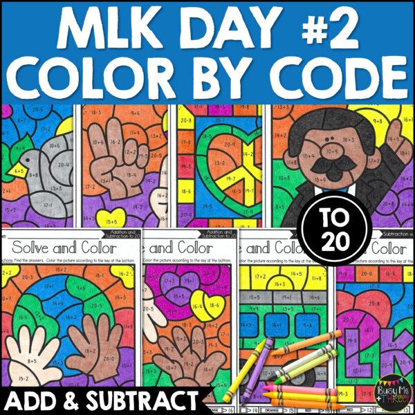 MLK Day Color by Number Math Worksheets 1st 2nd Grade - Teaching Ideas ...