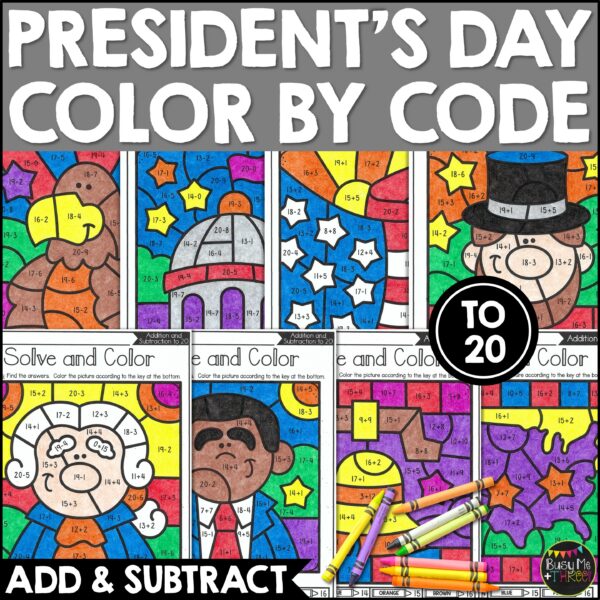 Presidents Day Color by Number to 20 Math 1st 2nd Grade - Teaching ...