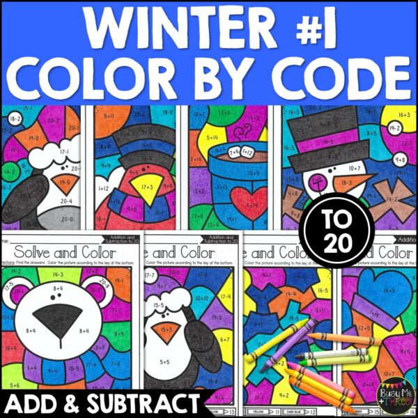 Winter Color by Code – Addition and Subtraction to 20 - Teaching Ideas ...