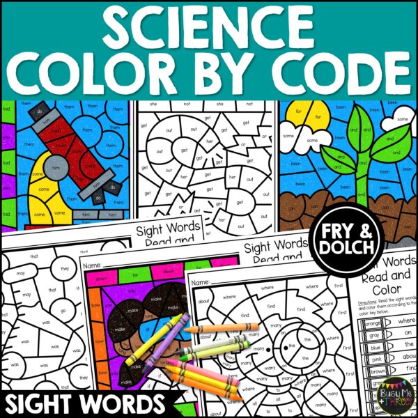 Science Color by Code Sight Words K–2 Activity - Teaching Ideas Made Easy