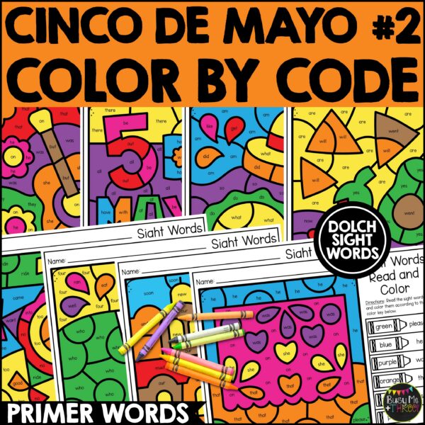 Cinco de Mayo Sight Words Color by Code Primer - Teaching Ideas Made Easy