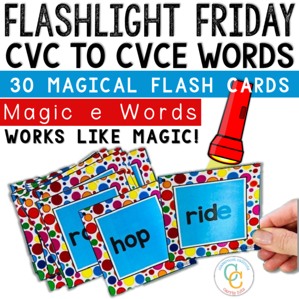 1st Grade CVC to CVCE Magic e Flashlight Words Cards - Teaching Ideas ...