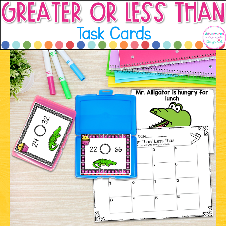 Greater Than Less Than Task Cards | Alligator Math Center - Teaching ...