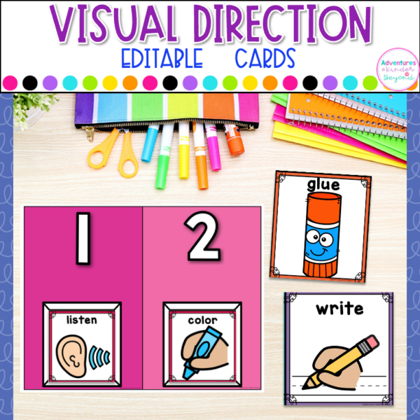 Visual Direction Cards | Editable Following Directions Visuals ...