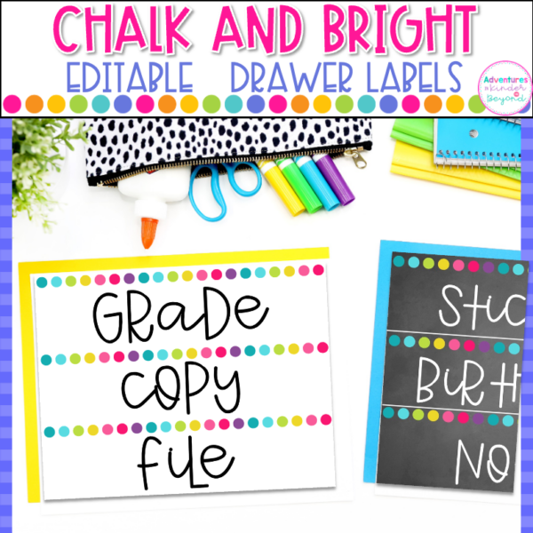 Sterilite Drawer Labels | Editable Chalkboard Brights Decor - Teaching ...
