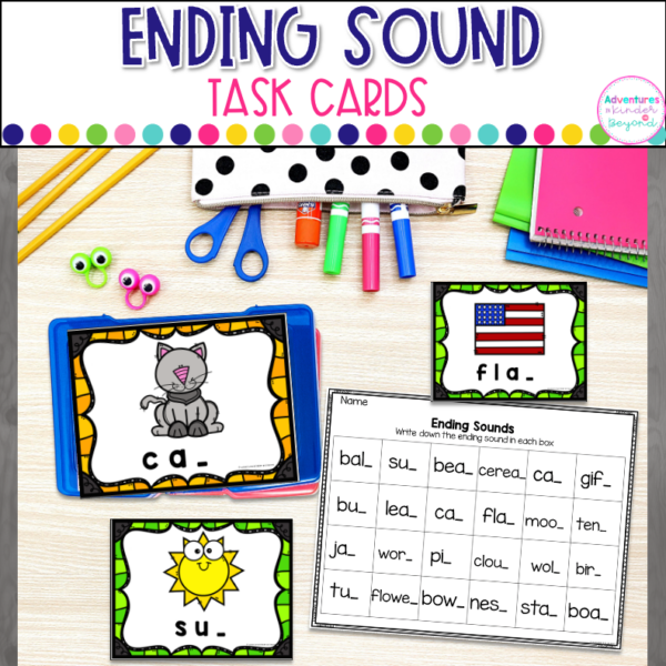 Ending Sounds Task Cards | Kindergarten Phonics Centers - Teaching ...