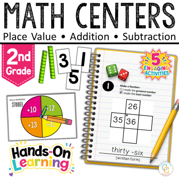 2nd Grade Math Centers: Place Value, Addition & Subtraction - Teaching ...