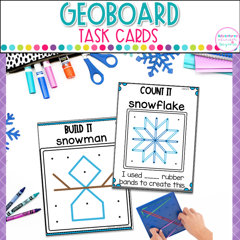 Winter Geoboard Task Cards | Fine Motor Activities & Shapes Math Center ...