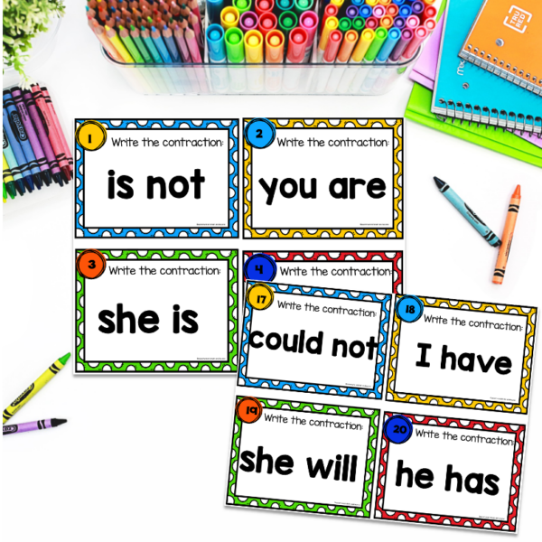 Contractions Scoot Game | Task Cards Grammar Activity - Teaching Ideas ...