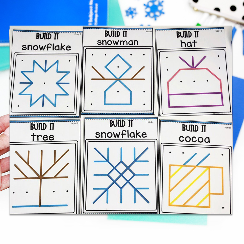 Winter Geoboard Task Cards | Fine Motor Activities & Shapes Math Center ...