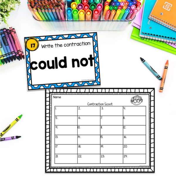 Contractions Scoot Game | Task Cards Grammar Activity - Teaching Ideas ...
