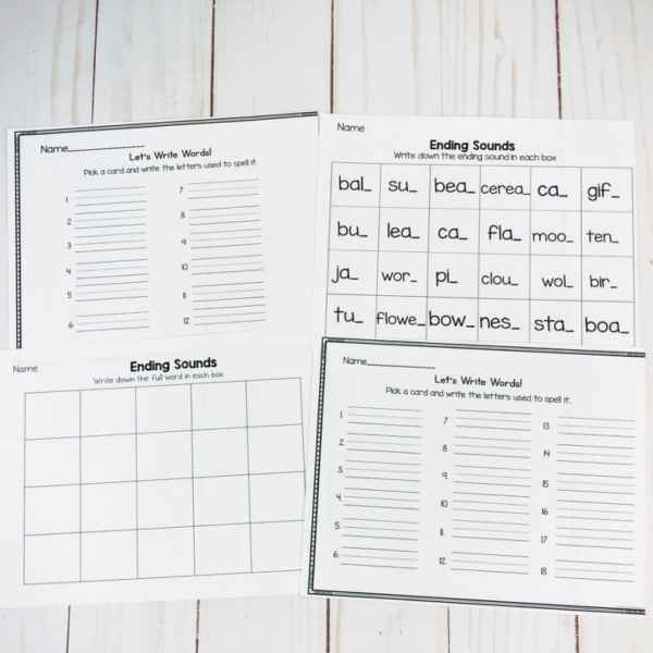 Ending Sounds Task Cards | Kindergarten Phonics Centers - Teaching ...