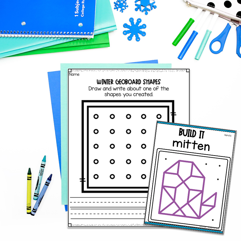 Winter Geoboard Task Cards | Fine Motor Activities & Shapes Math Center ...