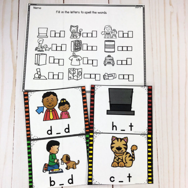 Medial Vowels Task Cards | CVC Literacy Center Activity - Teaching ...