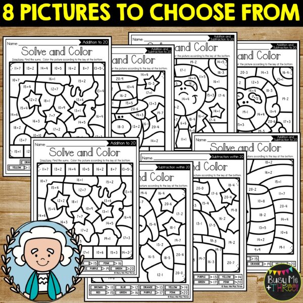 Presidents Day Color by Number to 20 Math 1st 2nd Grade - Teaching ...