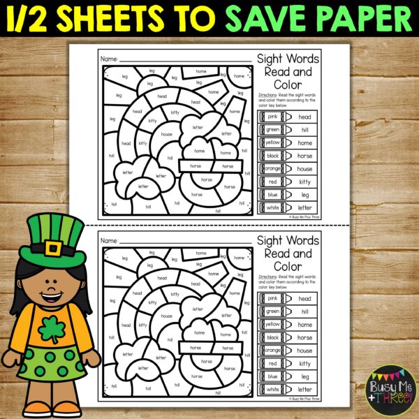 St. Patrick's Day Color by Code Noun Sight Words - Teaching Ideas Made Easy