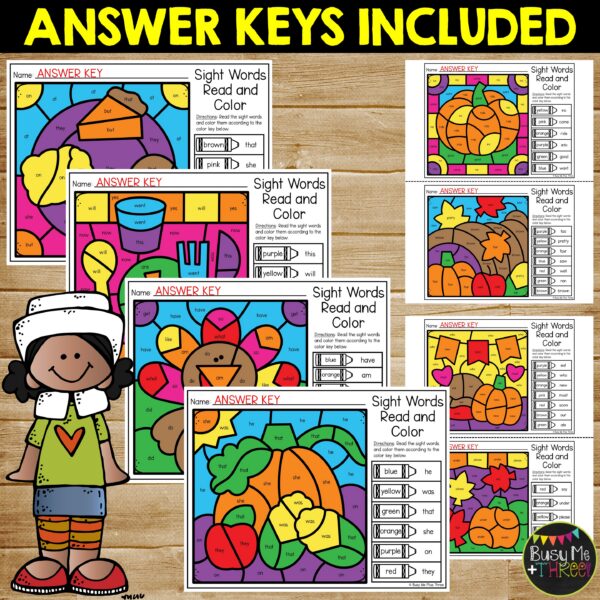 Thanksgiving Sight Words Color by Code Primer - Teaching Ideas Made Easy