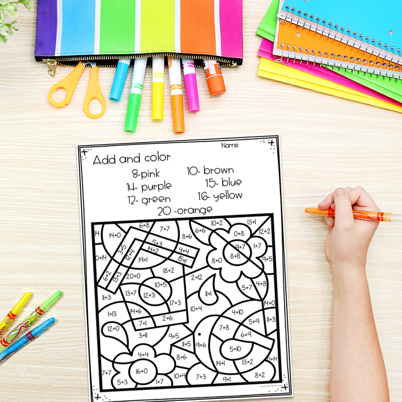 Spring Color By Code Math | Addition & Subtraction - Teaching Ideas ...